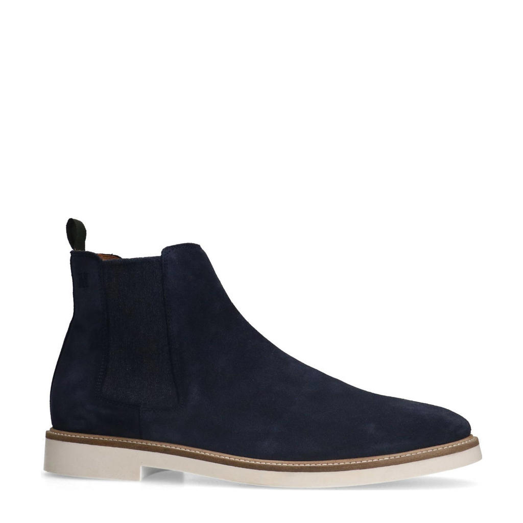 Manfield suède chelsea boots blauw | wehkamp