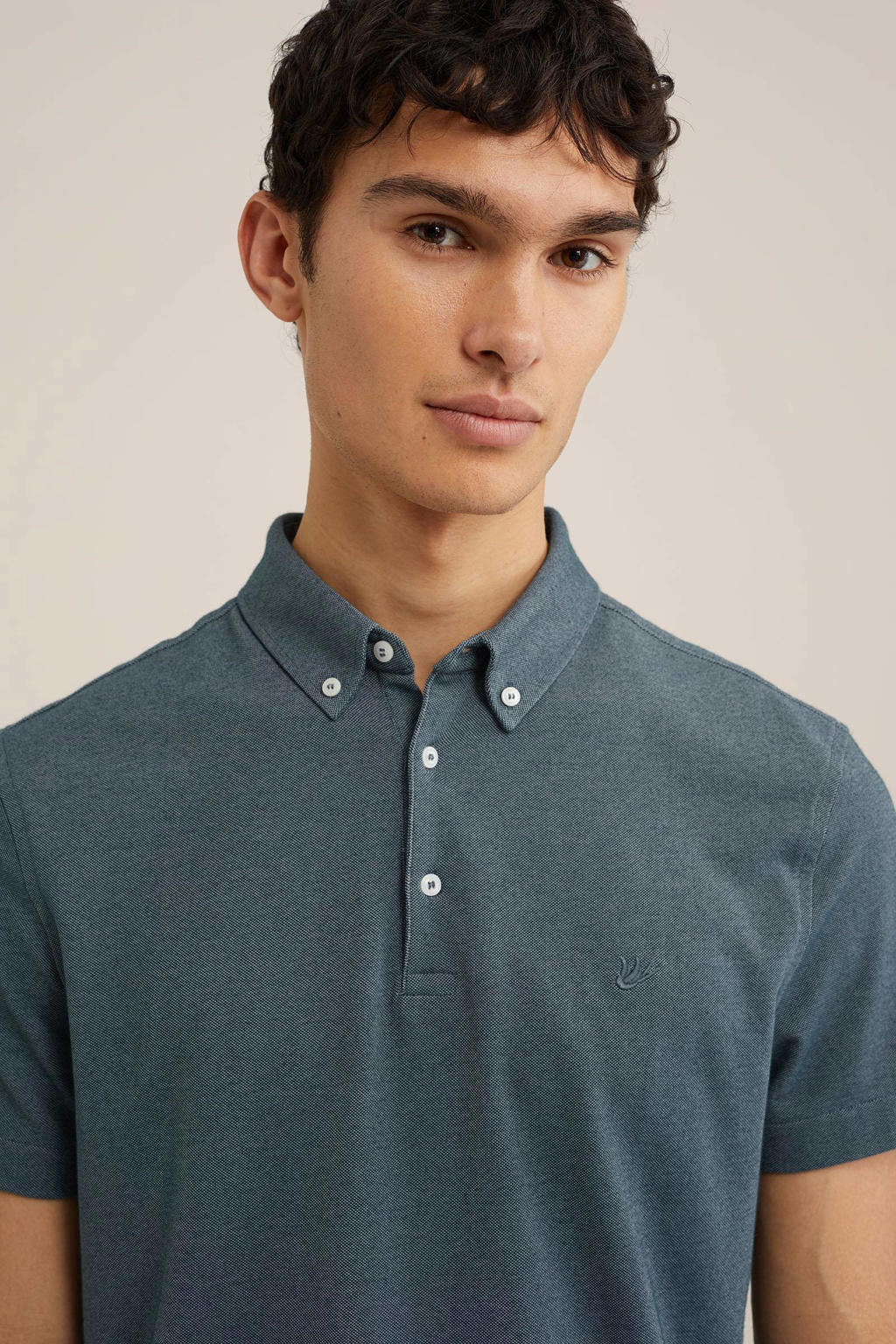 WE Fashion slim fit polo met logo misty wind | wehkamp