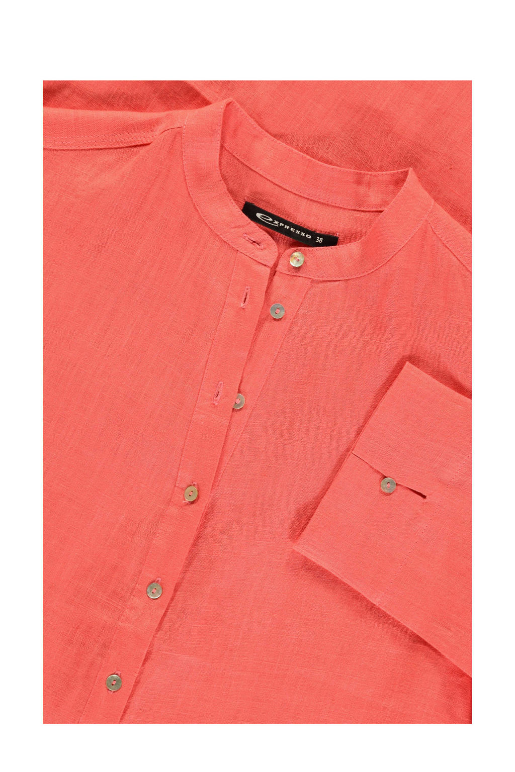 Expresso linnen jurk koraalrood | wehkamp