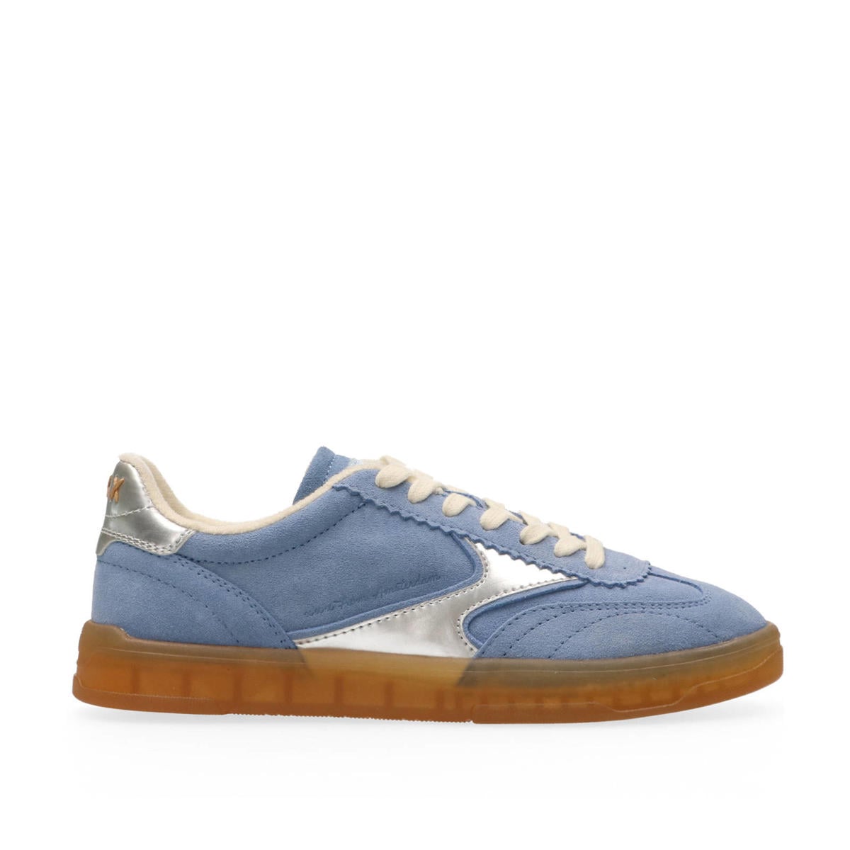 Scotch & Soda Nixie suède sneakers lichtblauw/zilver | wehkamp