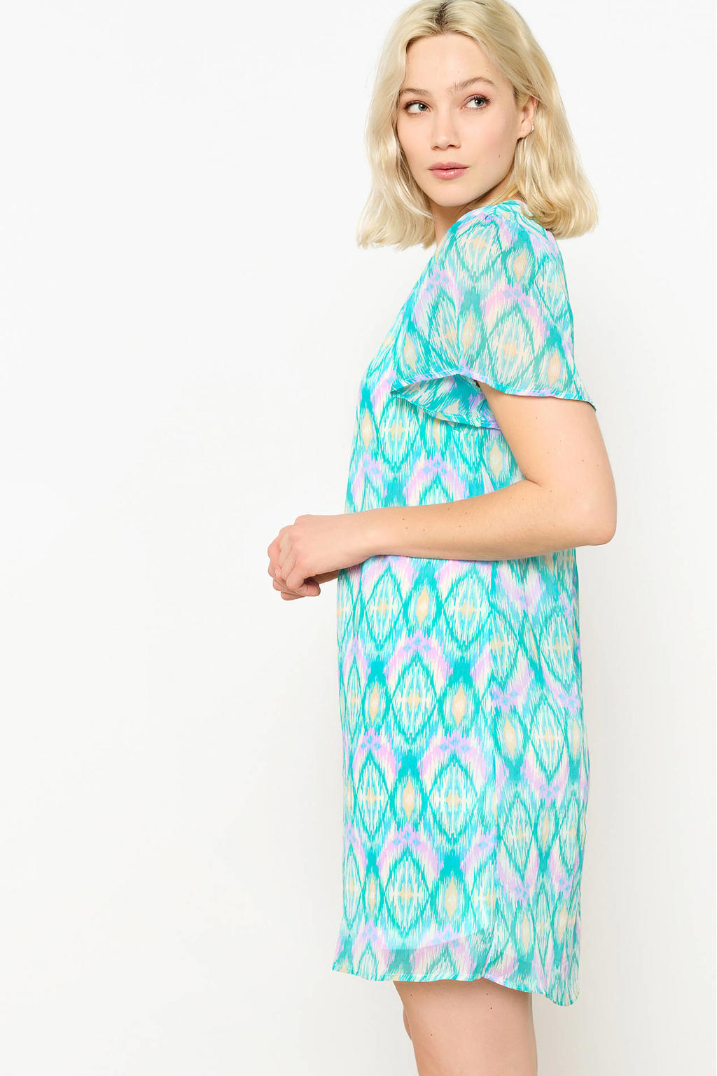 LOLALIZA jurk met all over print blauw/groen/roze | wehkamp