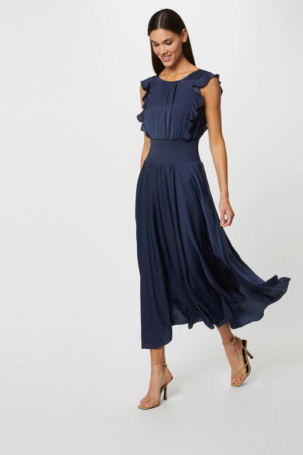 Morgan jurk met open rug donkerblauw | wehkamp
