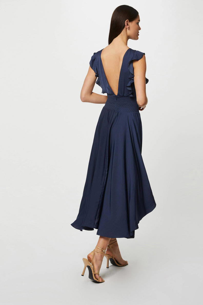 Morgan jurk met open rug donkerblauw | wehkamp
