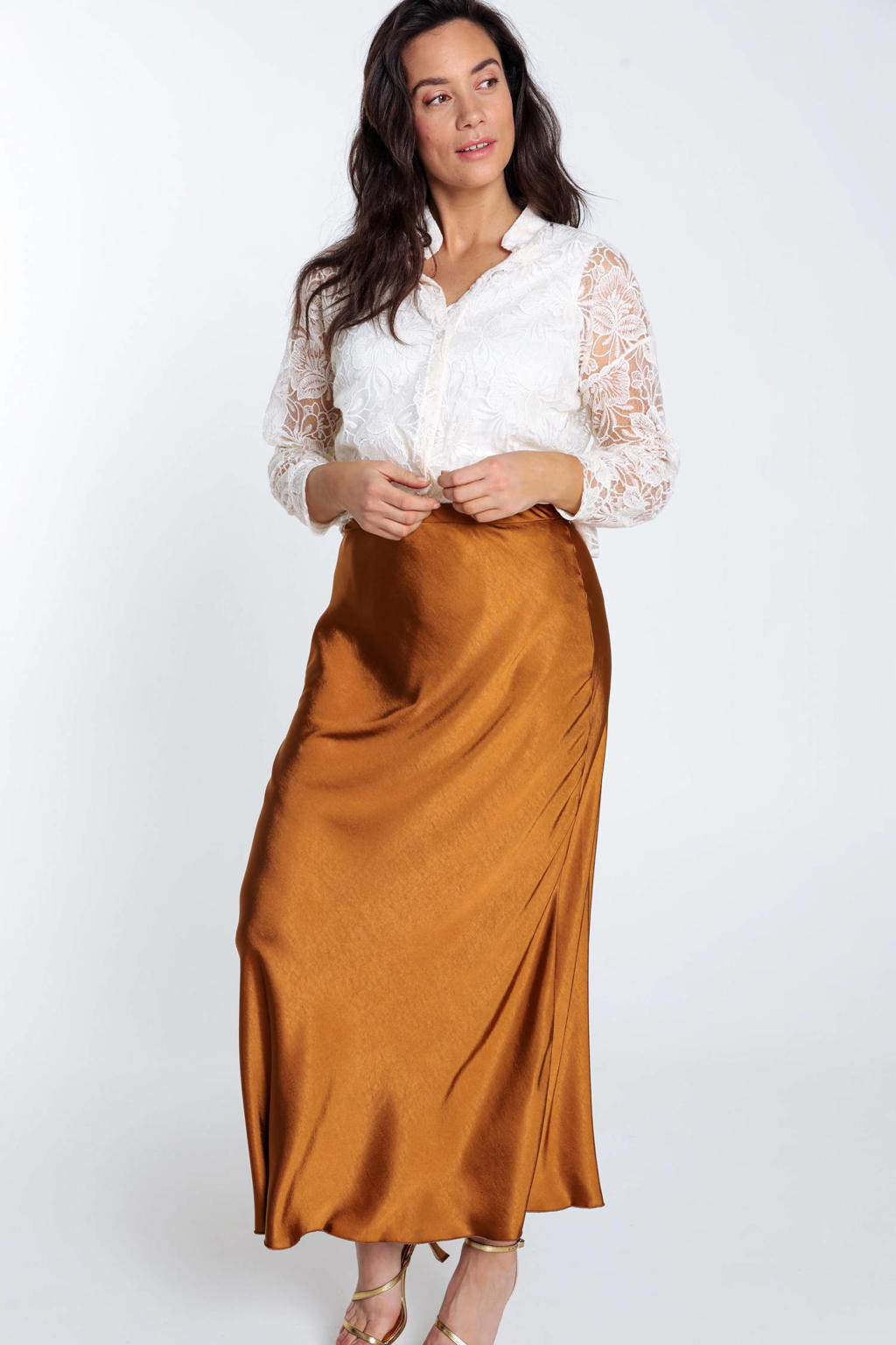 Cassis satijnen rok bruin kopen? | Morgen in huis | wehkamp