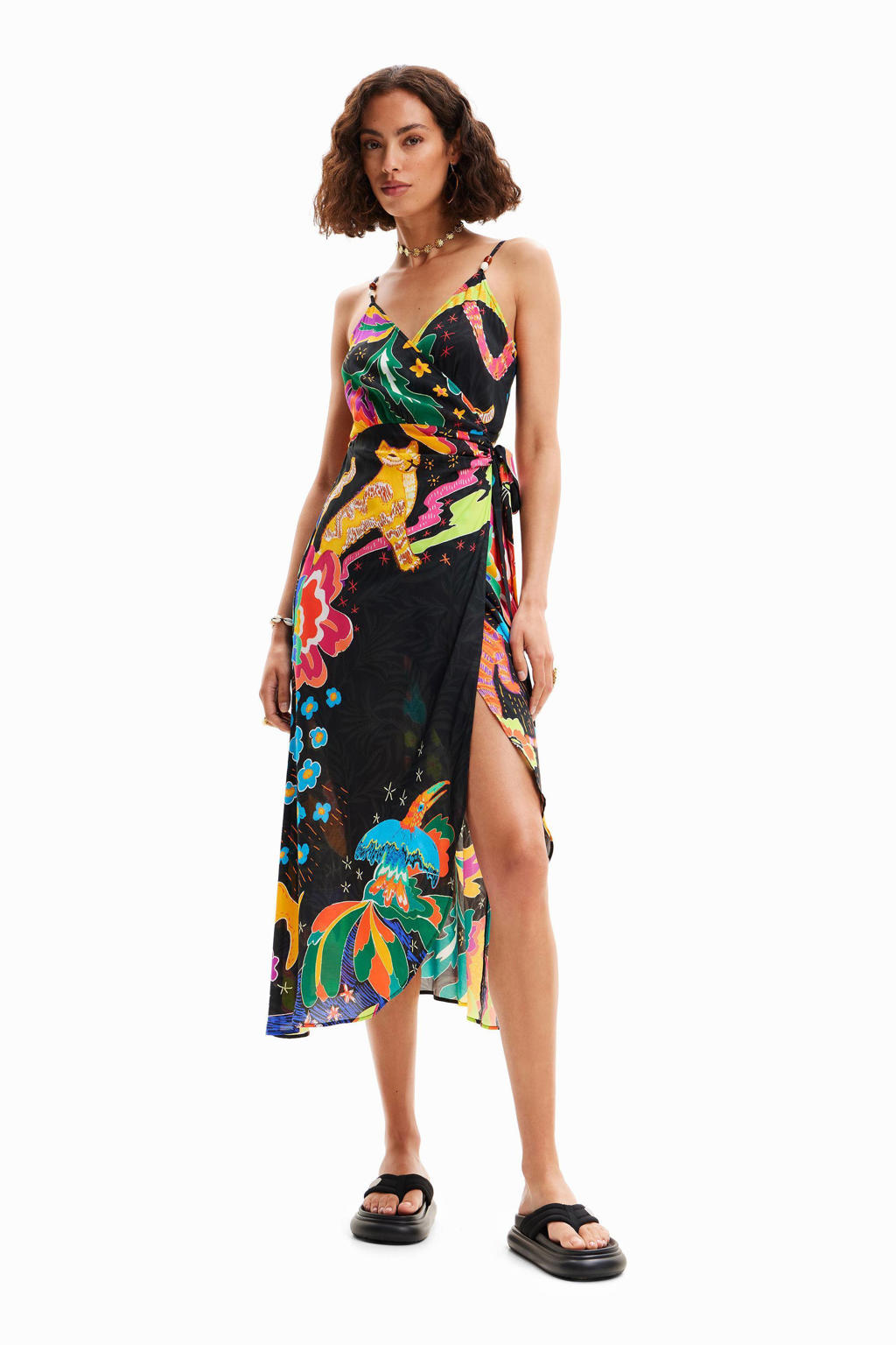 Desigual strandjurk zwart/multi | wehkamp