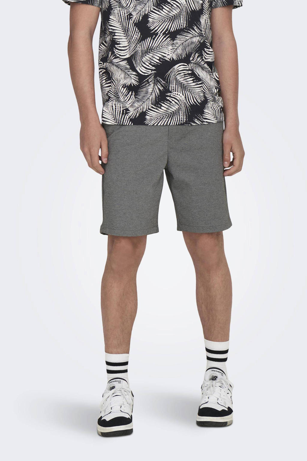 Only And Sons Regular Fit Short Onslinus Medium Grey Melange Wehkamp