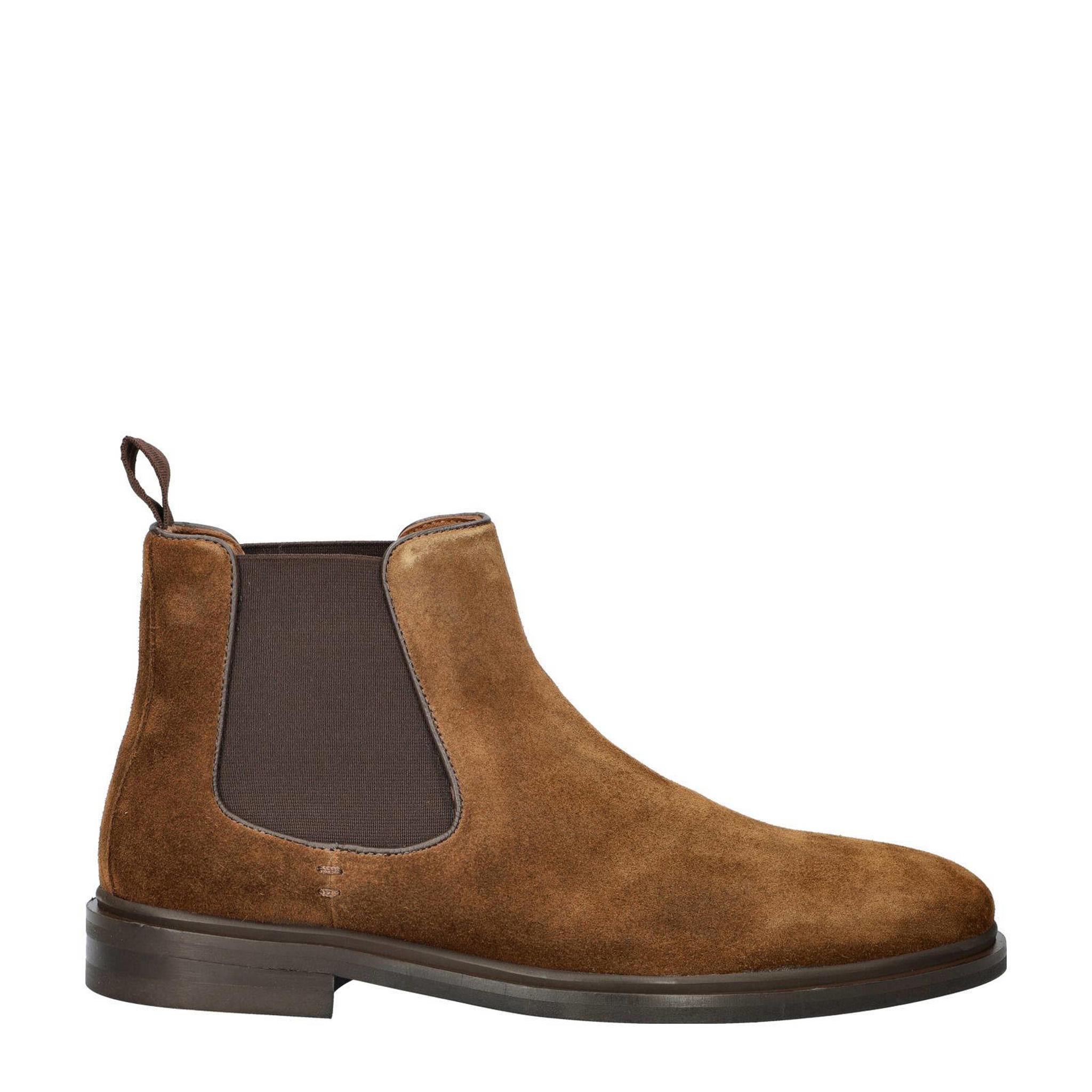 Nelson Sigla suède chelsea boots cognac | wehkamp