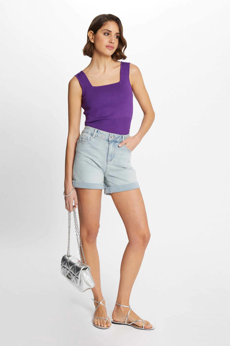 Morgan ribgebreide crop top violet | wehkamp
