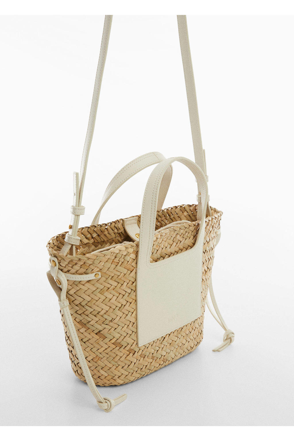 Mango mini shopper met studs naturel/ecru | wehkamp
