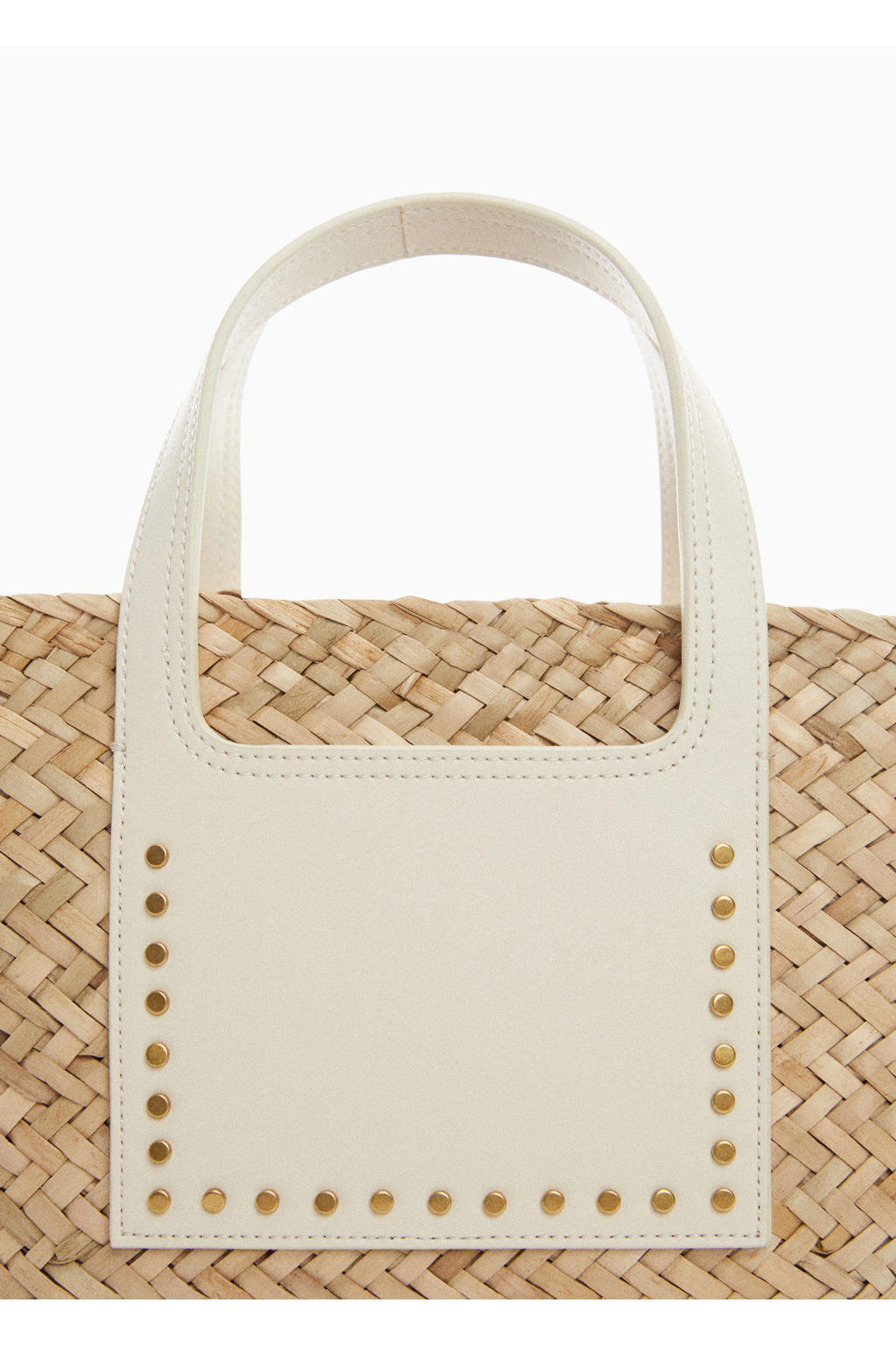 Mango mini shopper met studs naturel/ecru | wehkamp