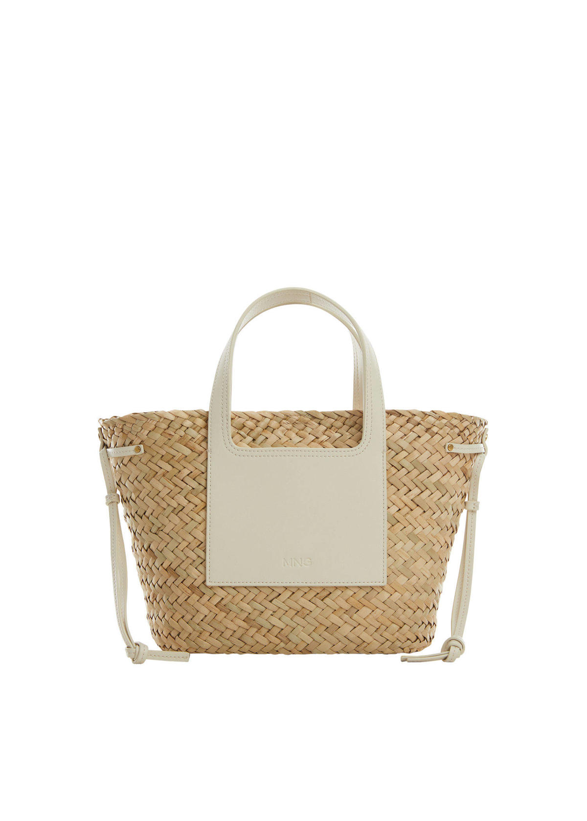 Mango mini shopper met studs naturel/ecru | wehkamp