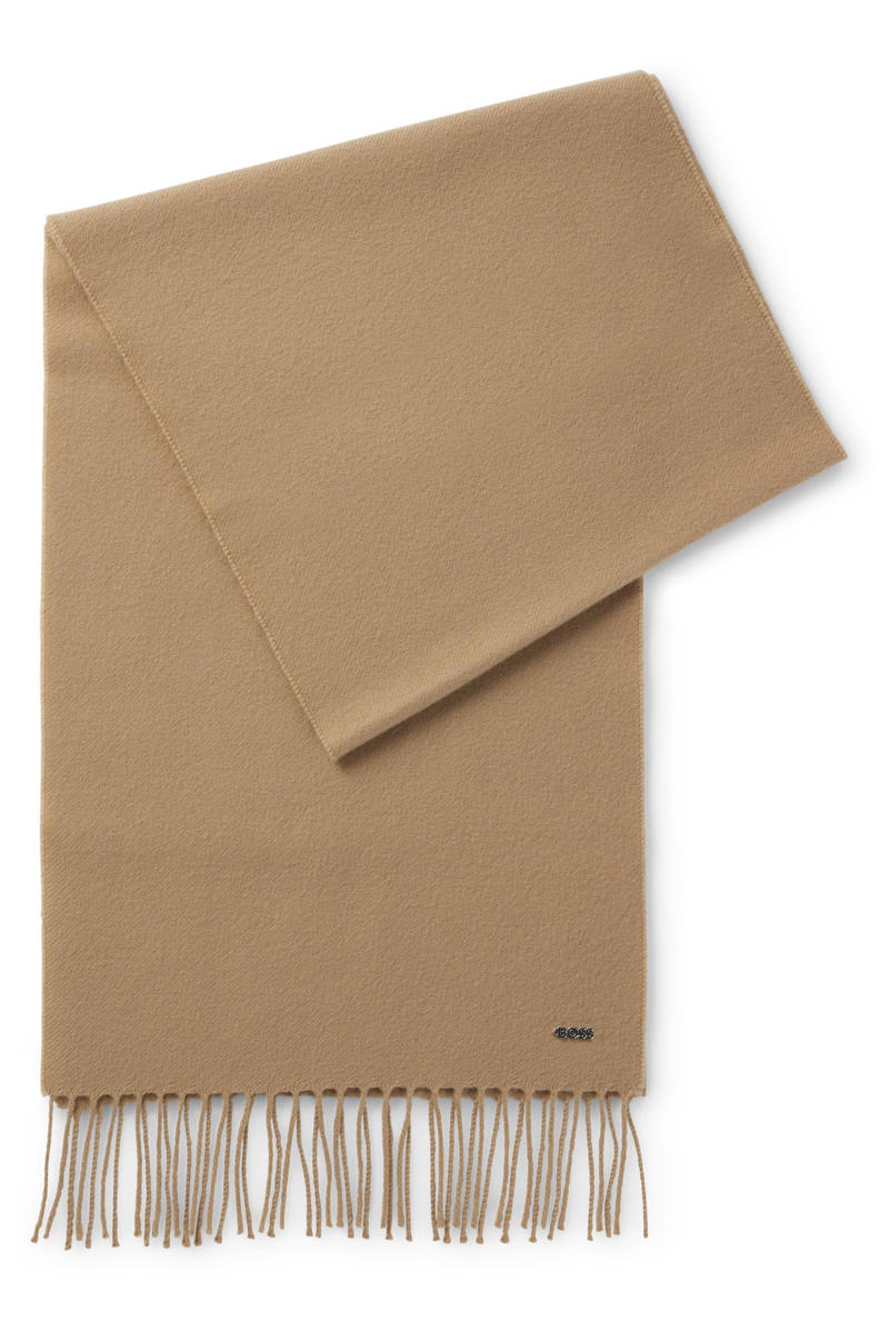 BOSS sjaal met franjes Zesy bruin | wehkamp