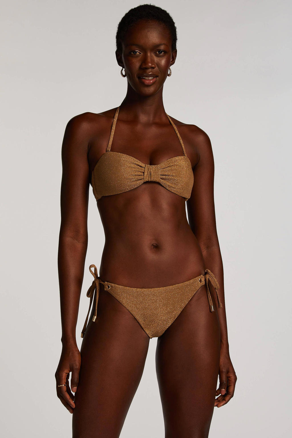 Hunkemöller voorgevormde strapless bandeau bikinitop Goldie met lurex goud | wehkamp