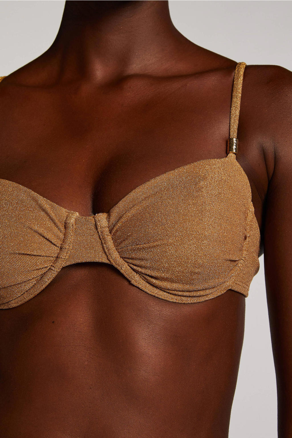 Hunkemöller niet-voorgevormde beugel bikinitop Goldie met lurex goud | wehkamp
