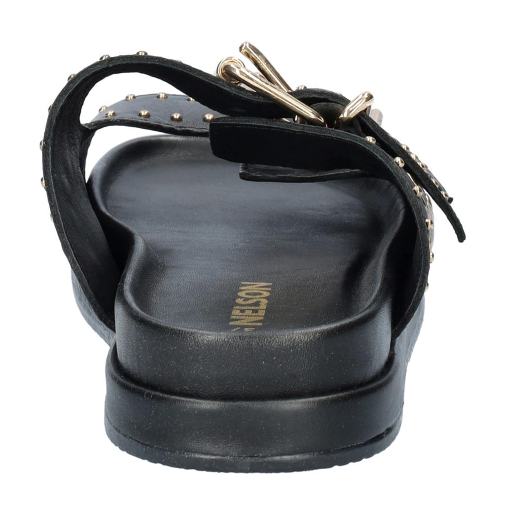 Nelson leren slippers met studs zwart | wehkamp