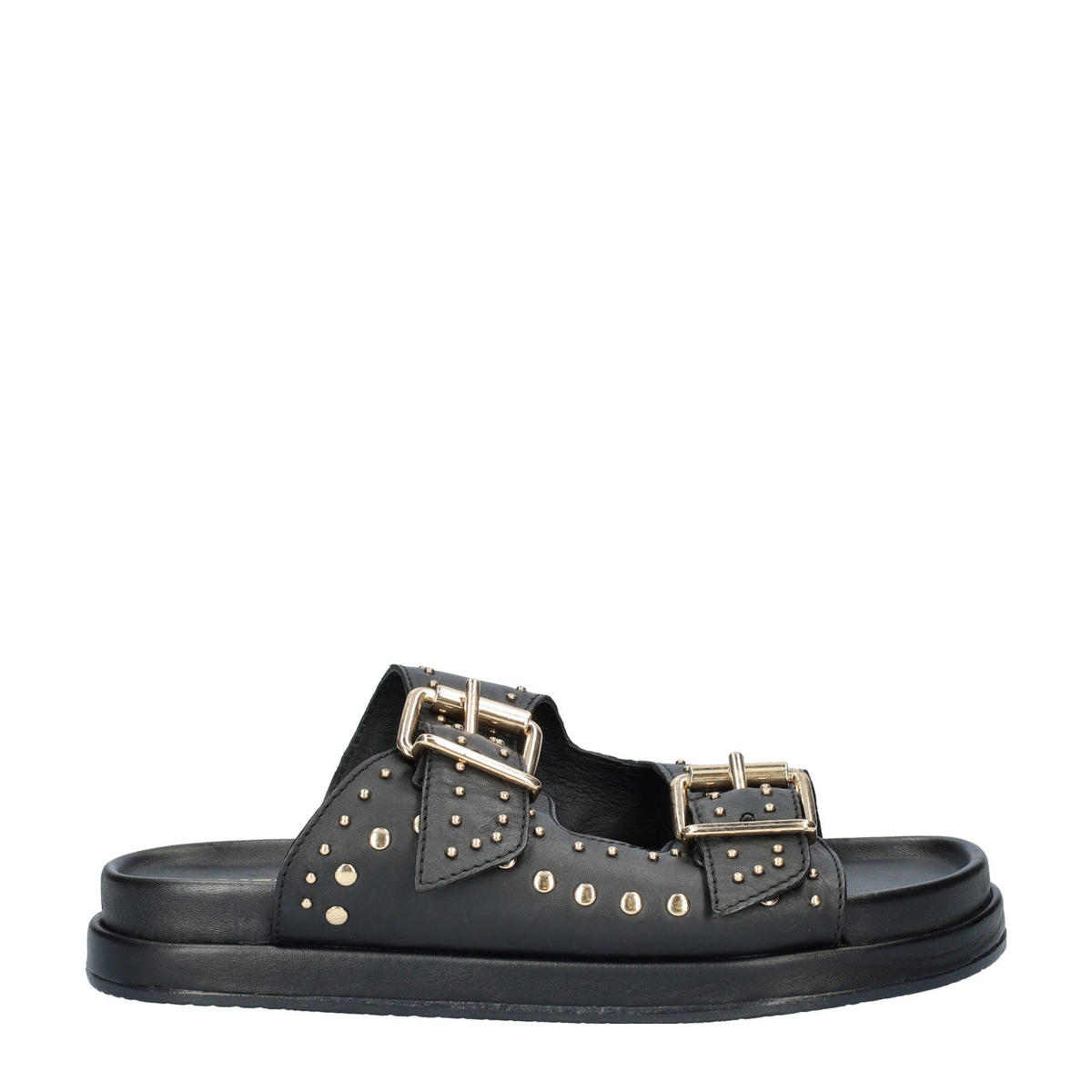 Nelson leren slippers met studs zwart | wehkamp