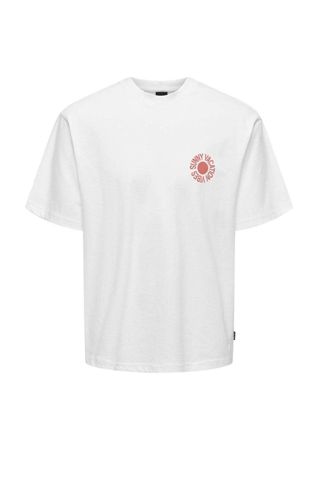 Only And Sons T Shirt Onskasen Met Backprint Bright White Wehkamp