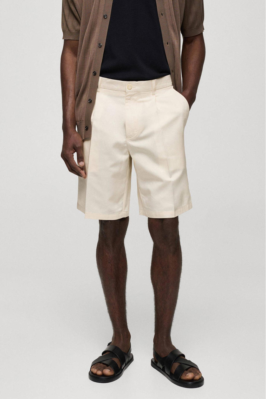 Mango Man loose fit short lichtbeige | wehkamp