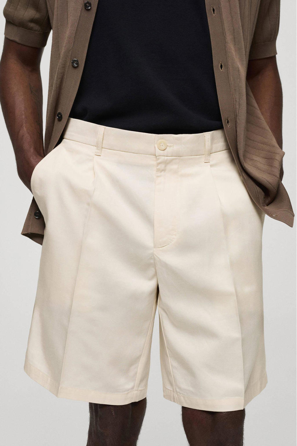 Mango Man loose fit short lichtbeige | wehkamp