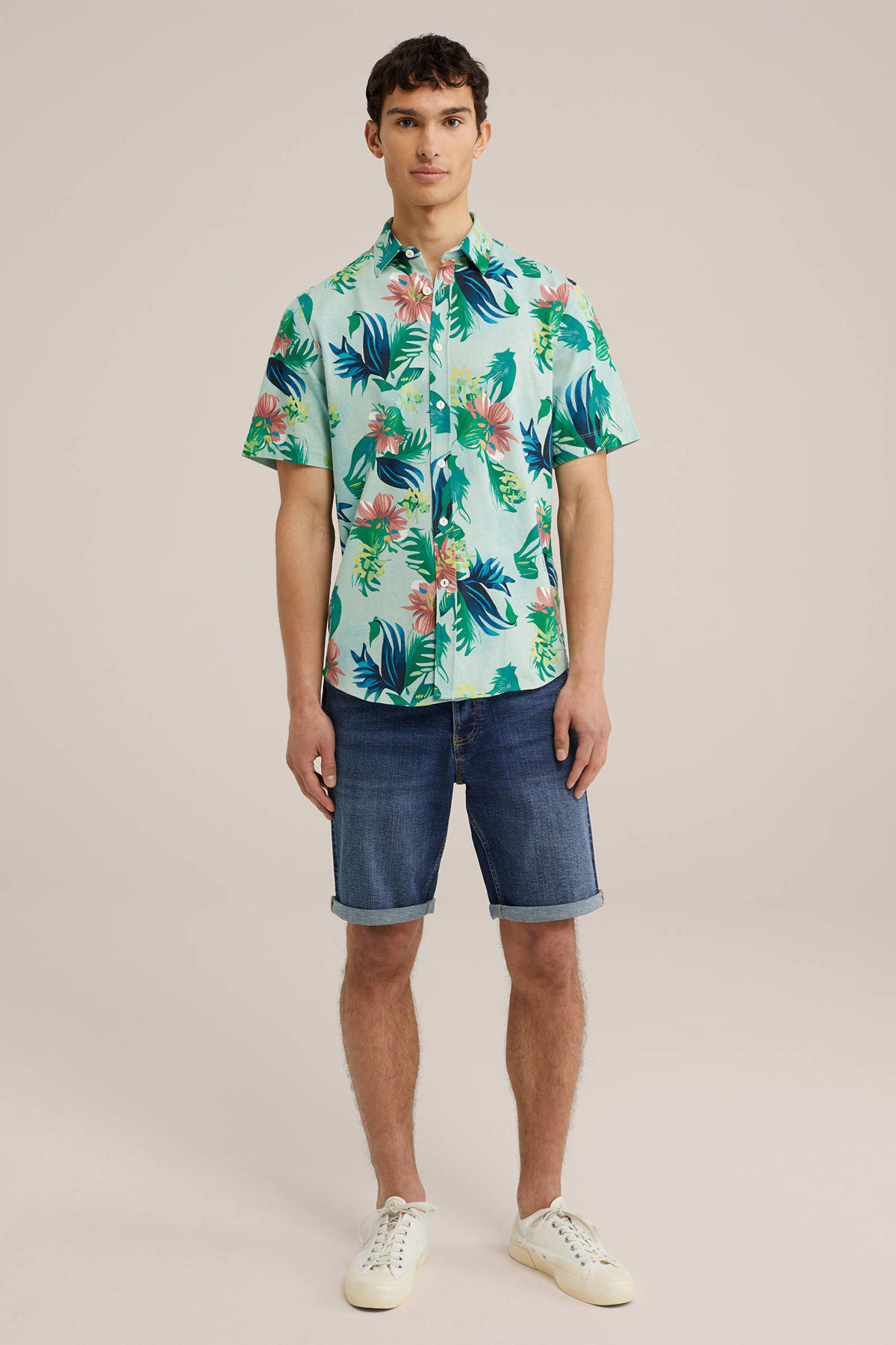 WE Fashion regular fit overhemd met all over print dusty moss | wehkamp