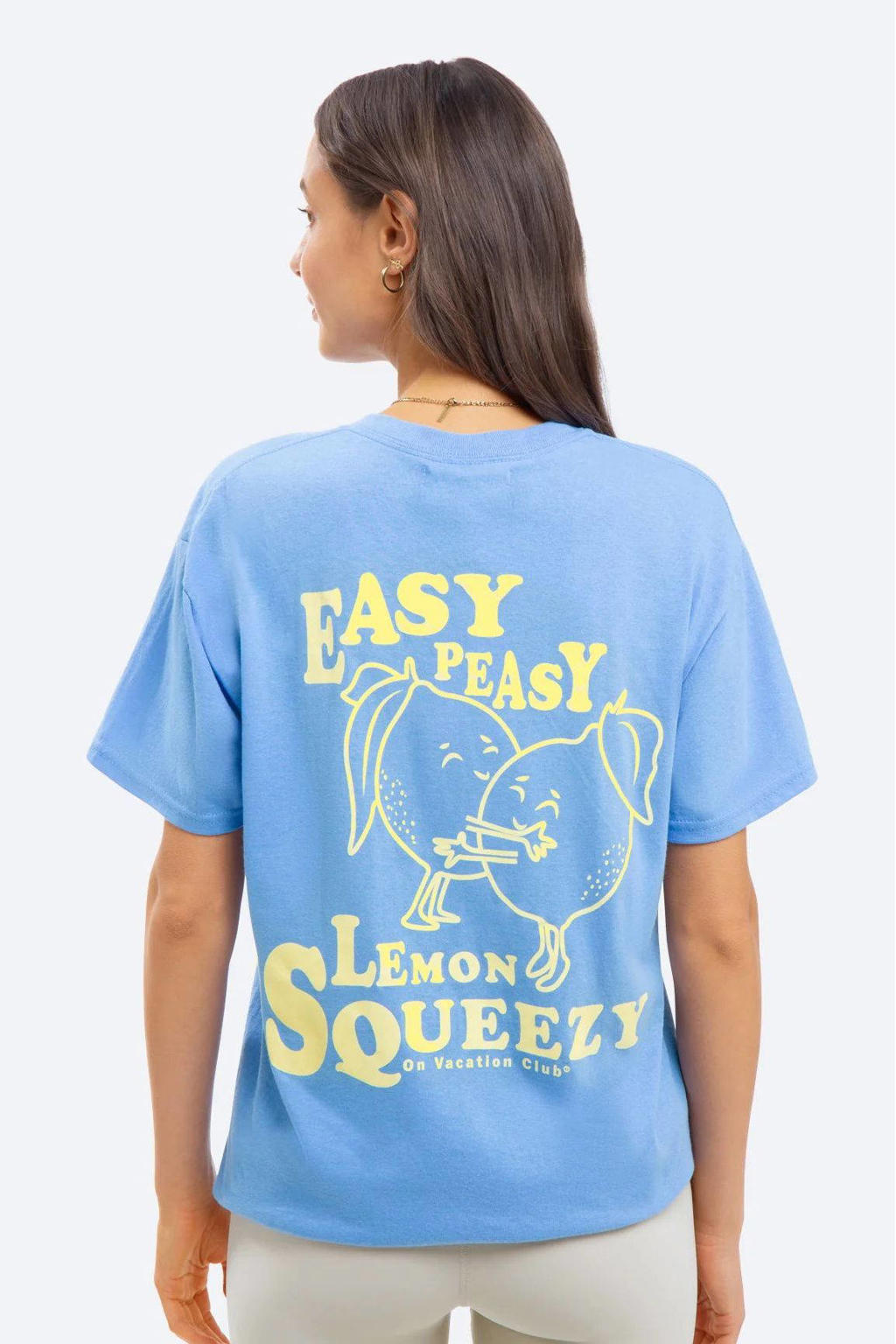 On Vacation Club T-shirt Lemon Squeezy met backprint lichtblauw/lichtgeel | wehkamp