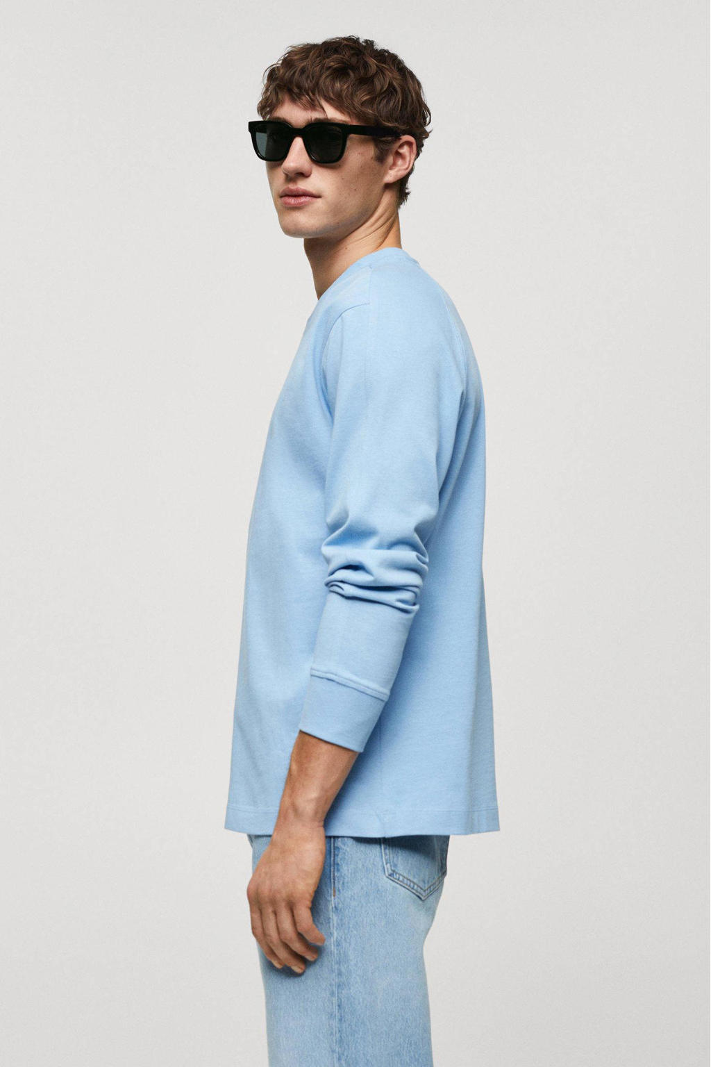Mango Man sweater met backprint middenblauw | wehkamp