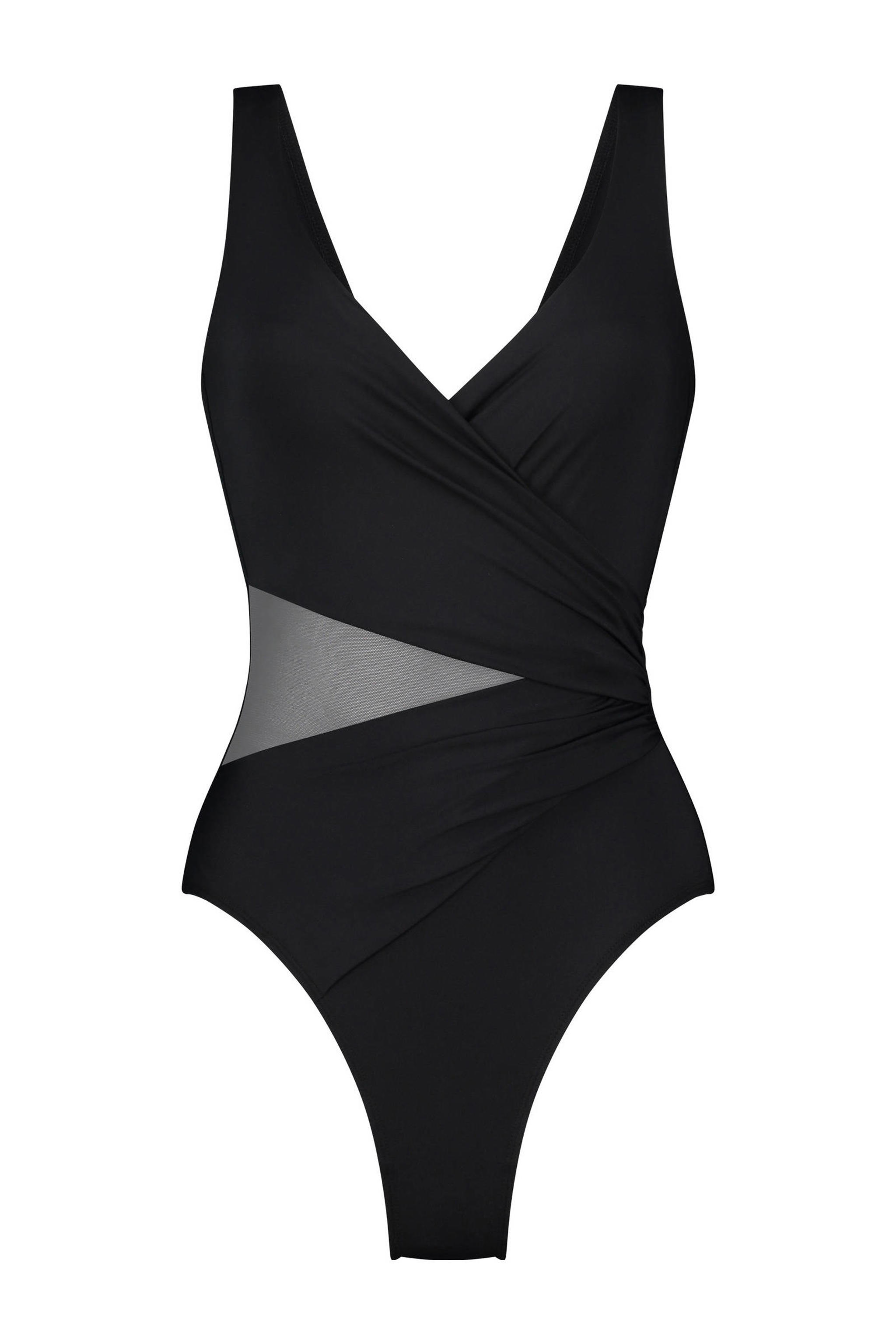 Hunkemöller corrigerend badpak Shell Mesh zwart | wehkamp