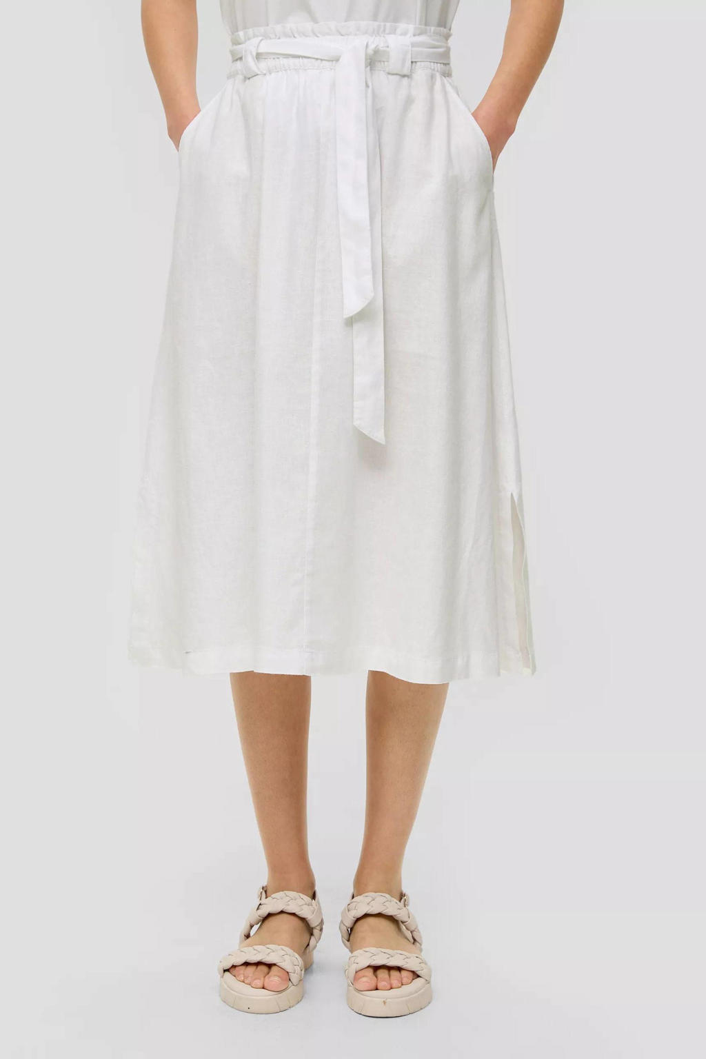 s.Oliver midi rok met linnen wit | wehkamp