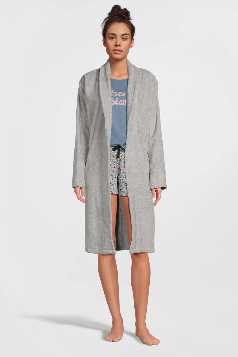 NOUS Living dames badstof badjas lichtgrijs | wehkamp