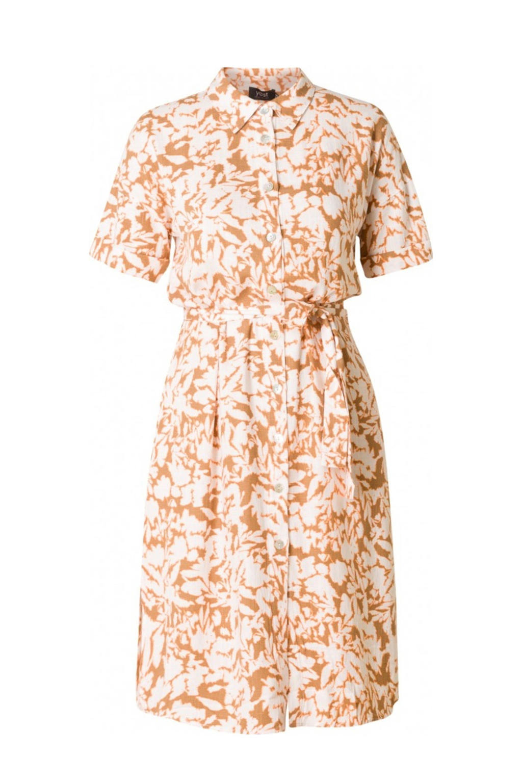 Yest blousejurk met all over print en ceintuur oranje, wit | wehkamp