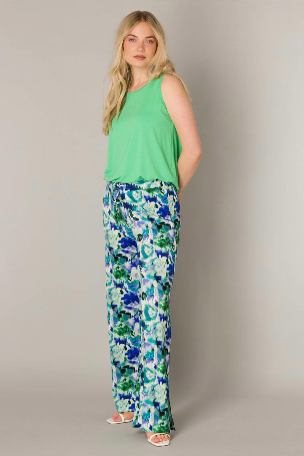 Yest relaxed broek met all over print blauw,groen | wehkamp