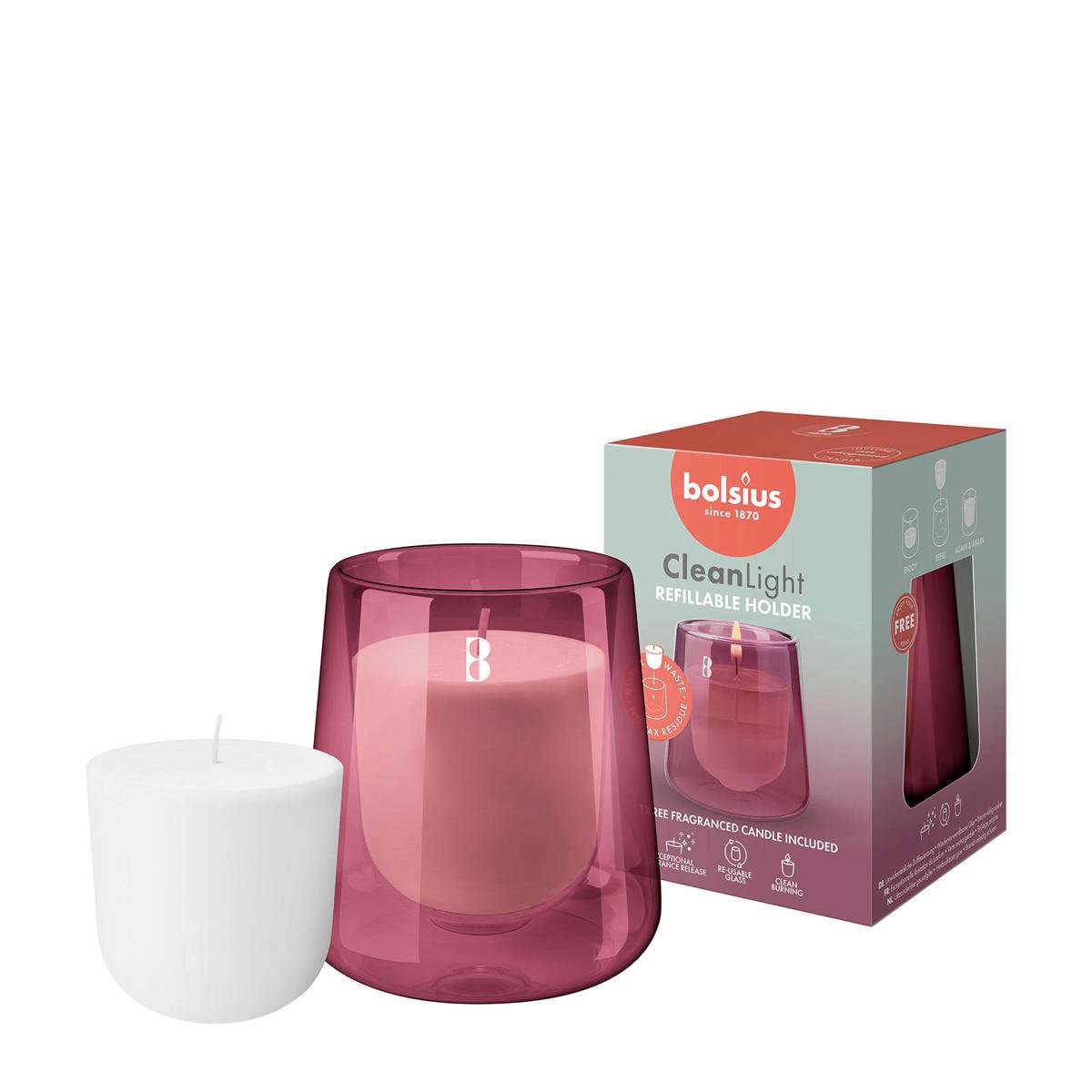 Bolsius geurkaars Cleanlight Starterkit - Cedarwood & Vetiver | wehkamp