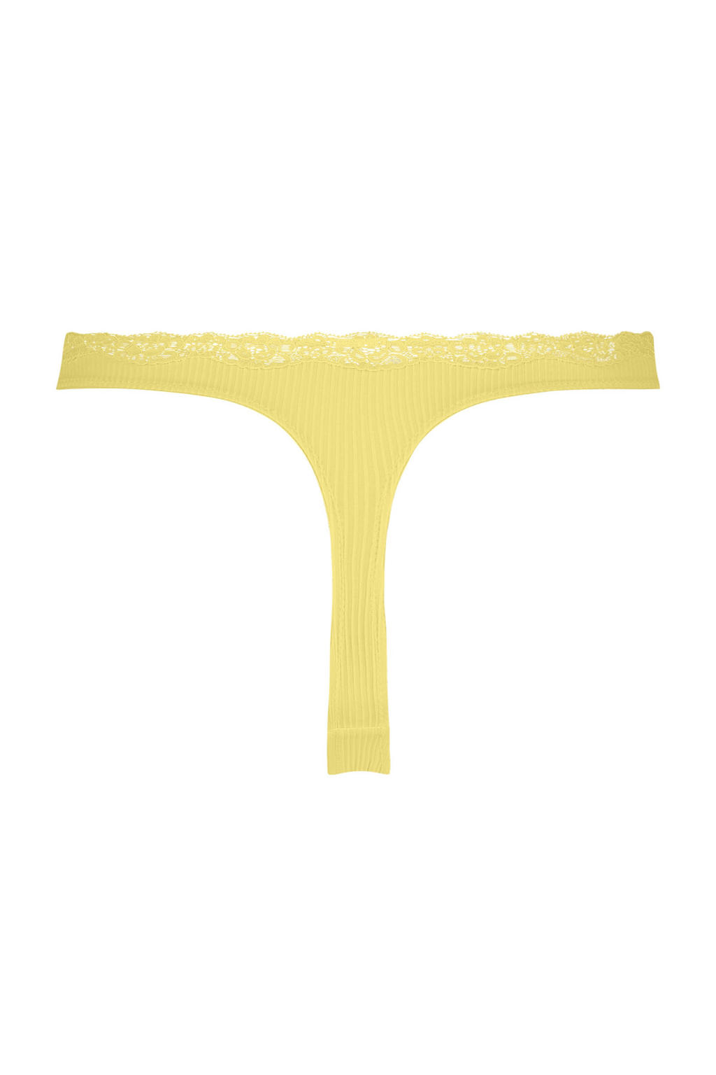 Hunkemöller string Lola met ribstructuur geel | wehkamp
