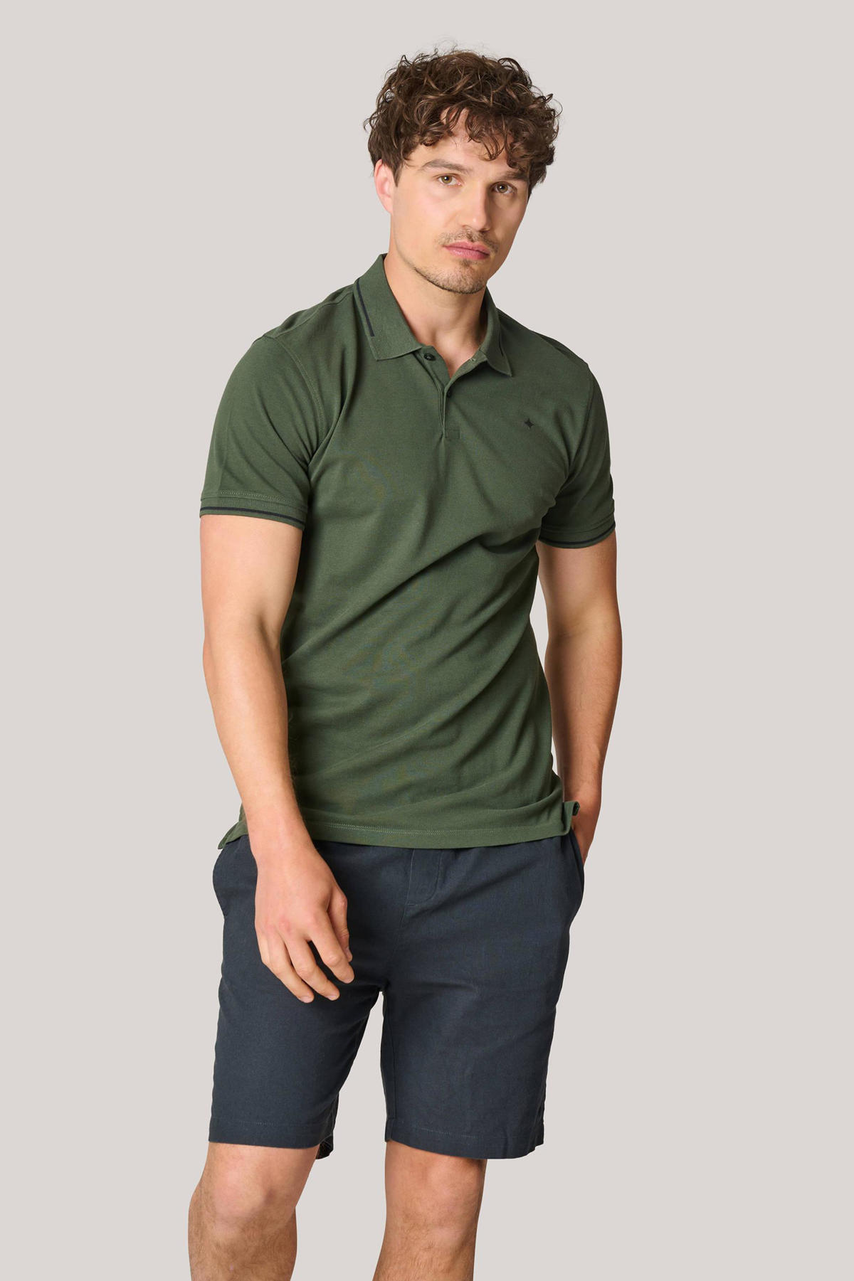 Shoeby polo met logo donkergroen | wehkamp