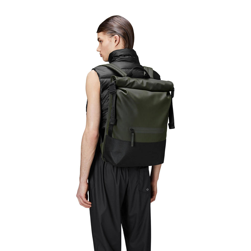 Rains rugzak Trail Rolltop W3 kaki | wehkamp