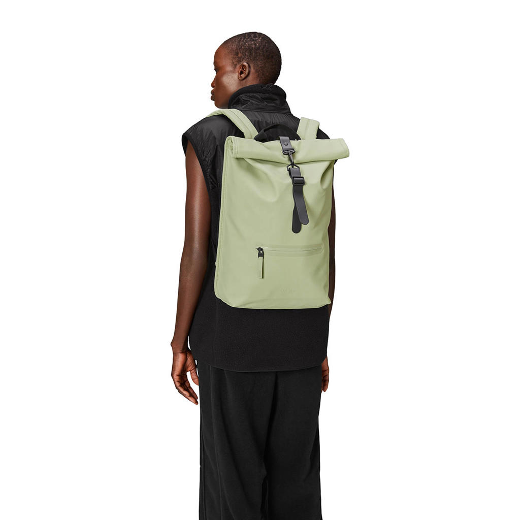 Rains rugzak Rolltop W3 groen | wehkamp