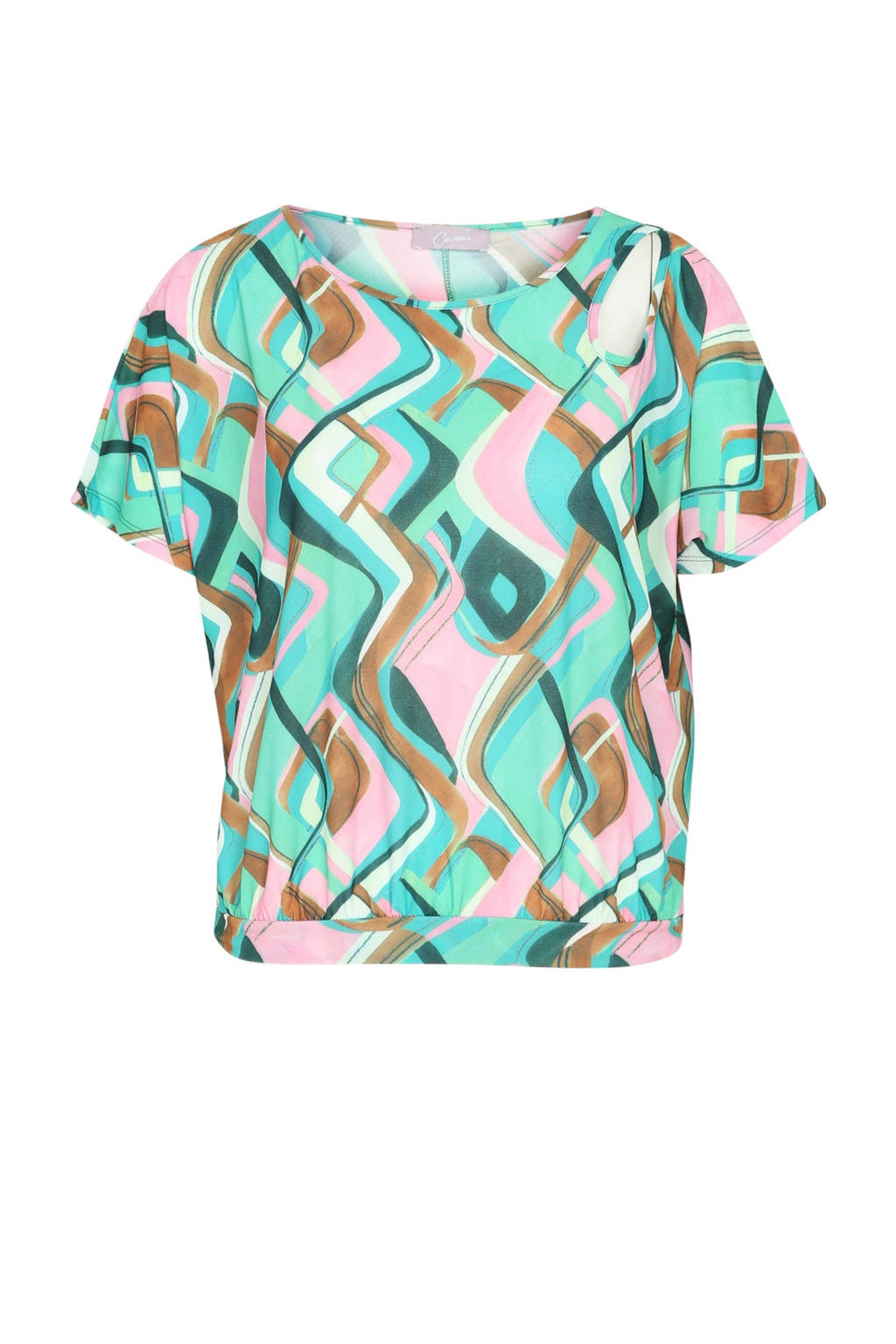 Cassis T-shirt met grafische print groen/roze/bruin | wehkamp