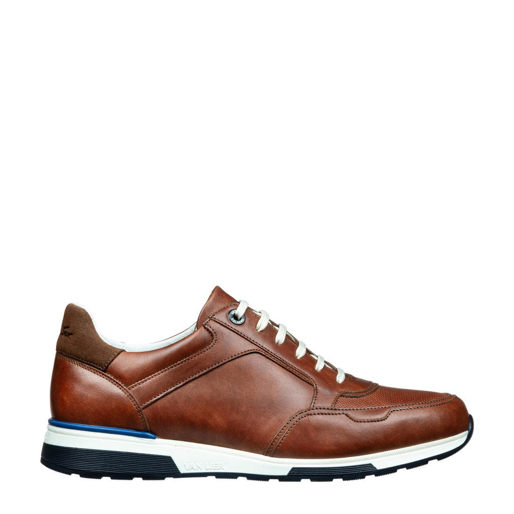 Van Lier leren sneakers cognac | wehkamp