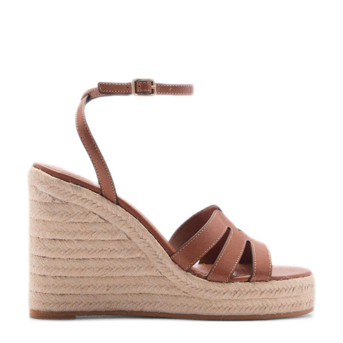 Mango espadrilles met sleehak cognac | wehkamp