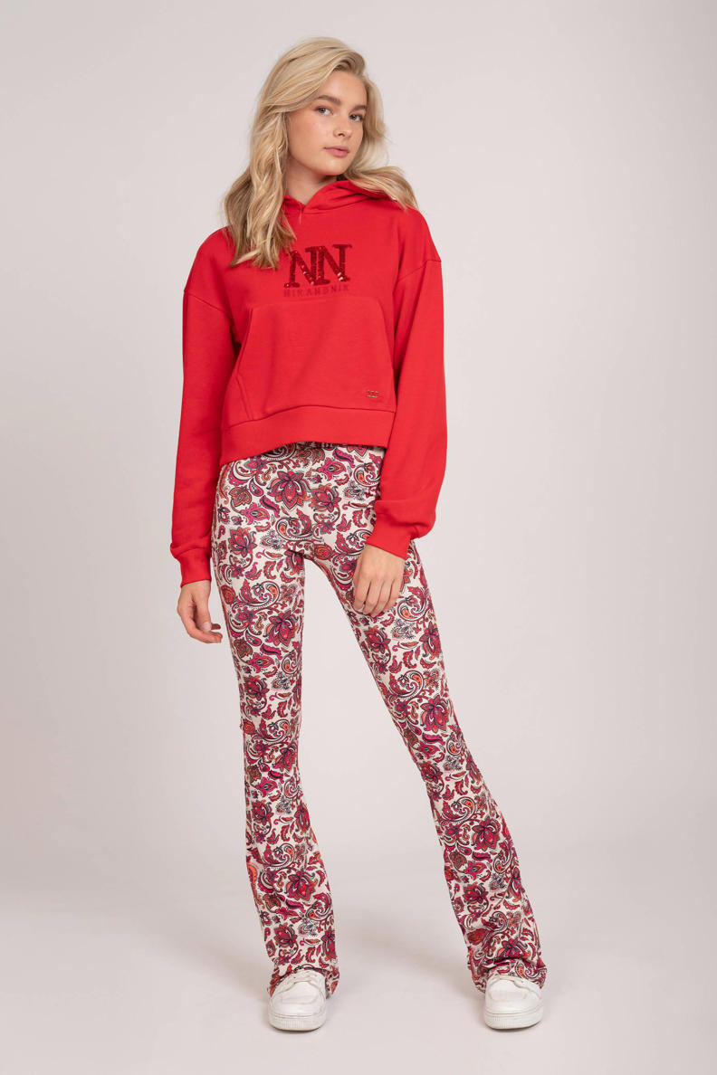 NIK&NIK flared broek met paisleyprint oranje/fuchsia/wit | wehkamp