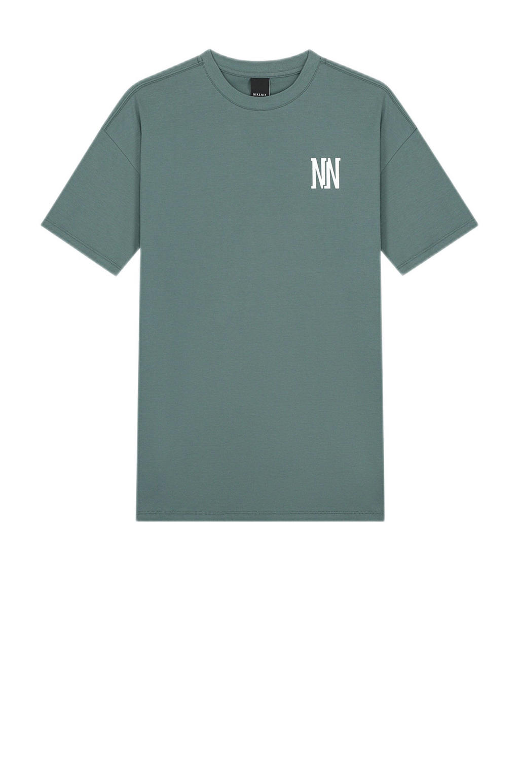 NIK&NIK T-shirt High End met backprint grijsgroen | wehkamp