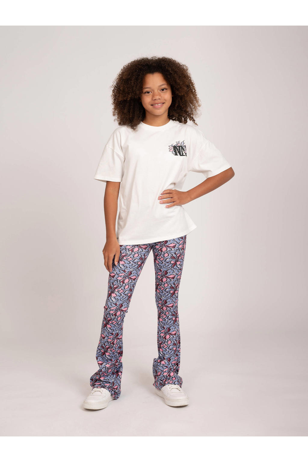 NIK&NIK T-shirt Logo met backprint wit/lavendelblauw | wehkamp