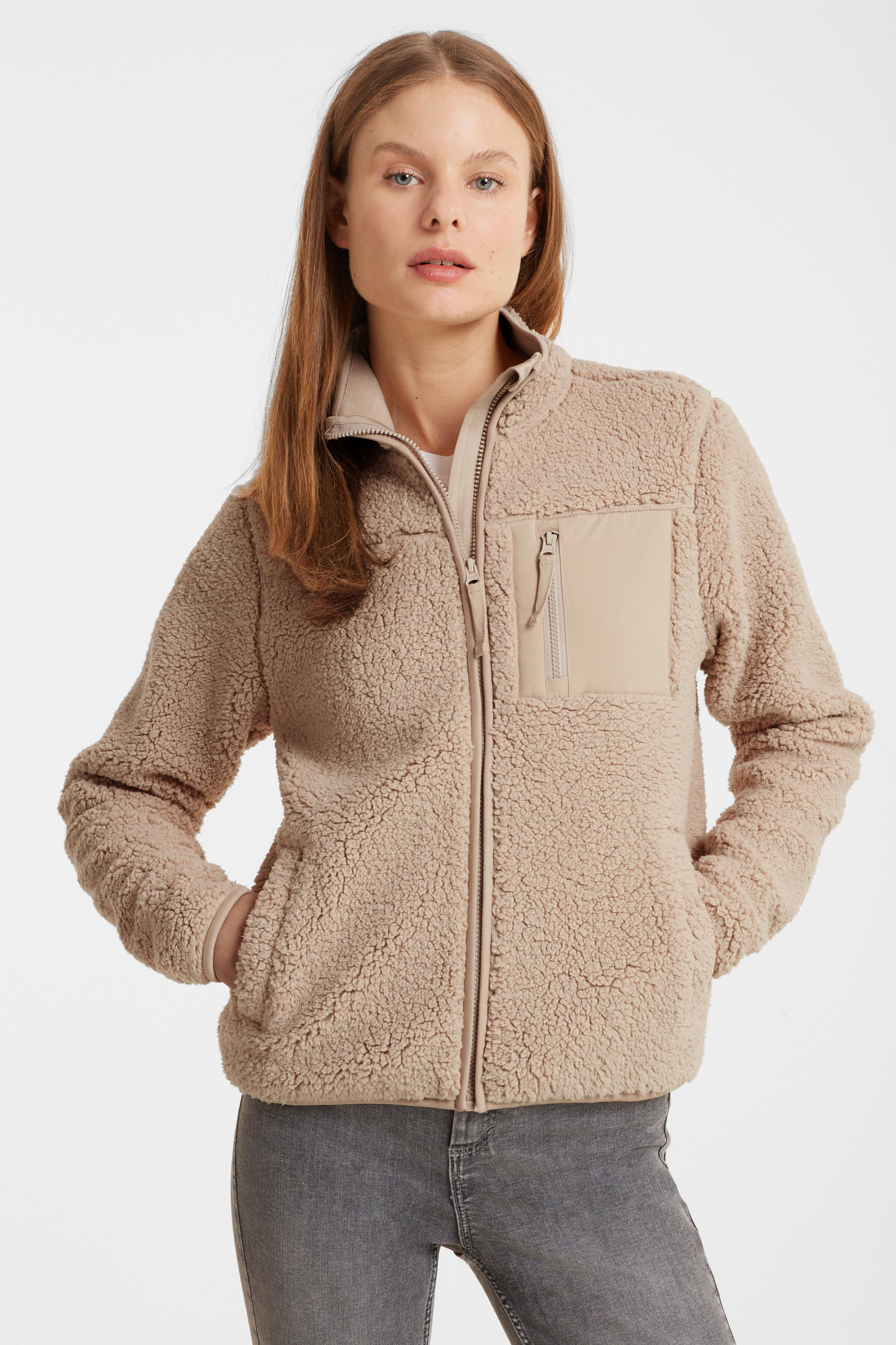 Anytime teddy fleece vest beige | wehkamp