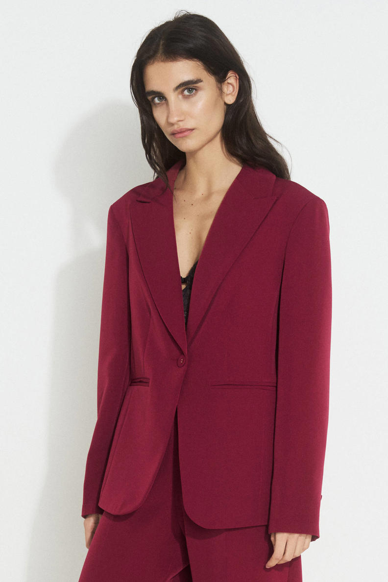 Ruby getailleerde blazer bordeauxrood | wehkamp