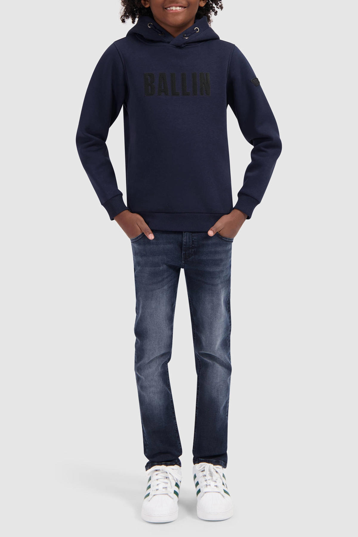 Ballin hoodie met logo donkerblauw | wehkamp