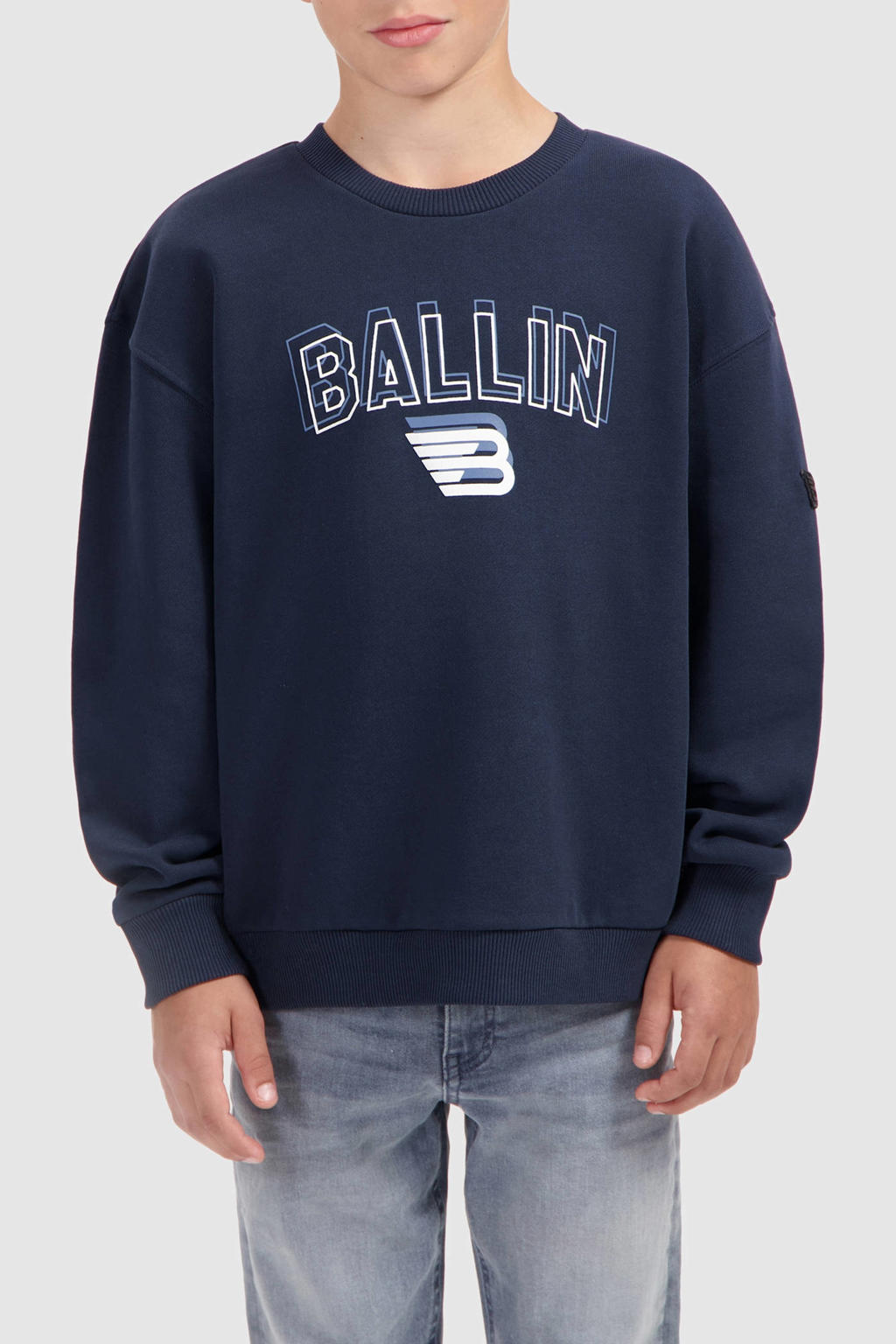 Ballin sweater met logo donkerblauw | wehkamp