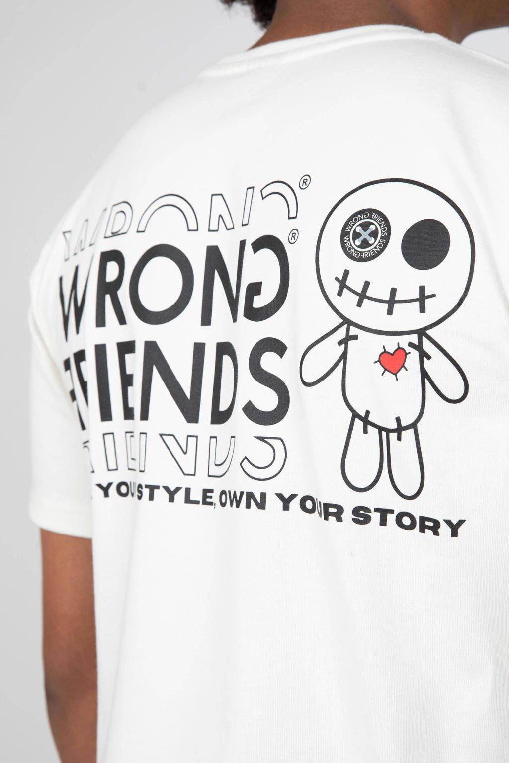 WRONG FRIENDS regular fit T-shirt Vichy met backprint wit | wehkamp