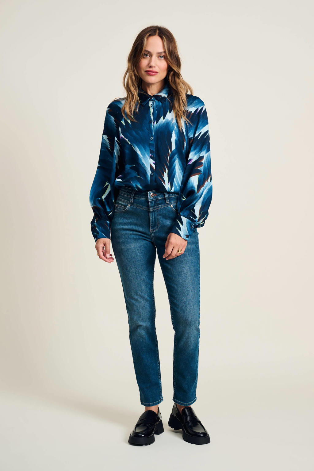 POM Amsterdam slim fit jeans Elize medium blue denim | wehkamp