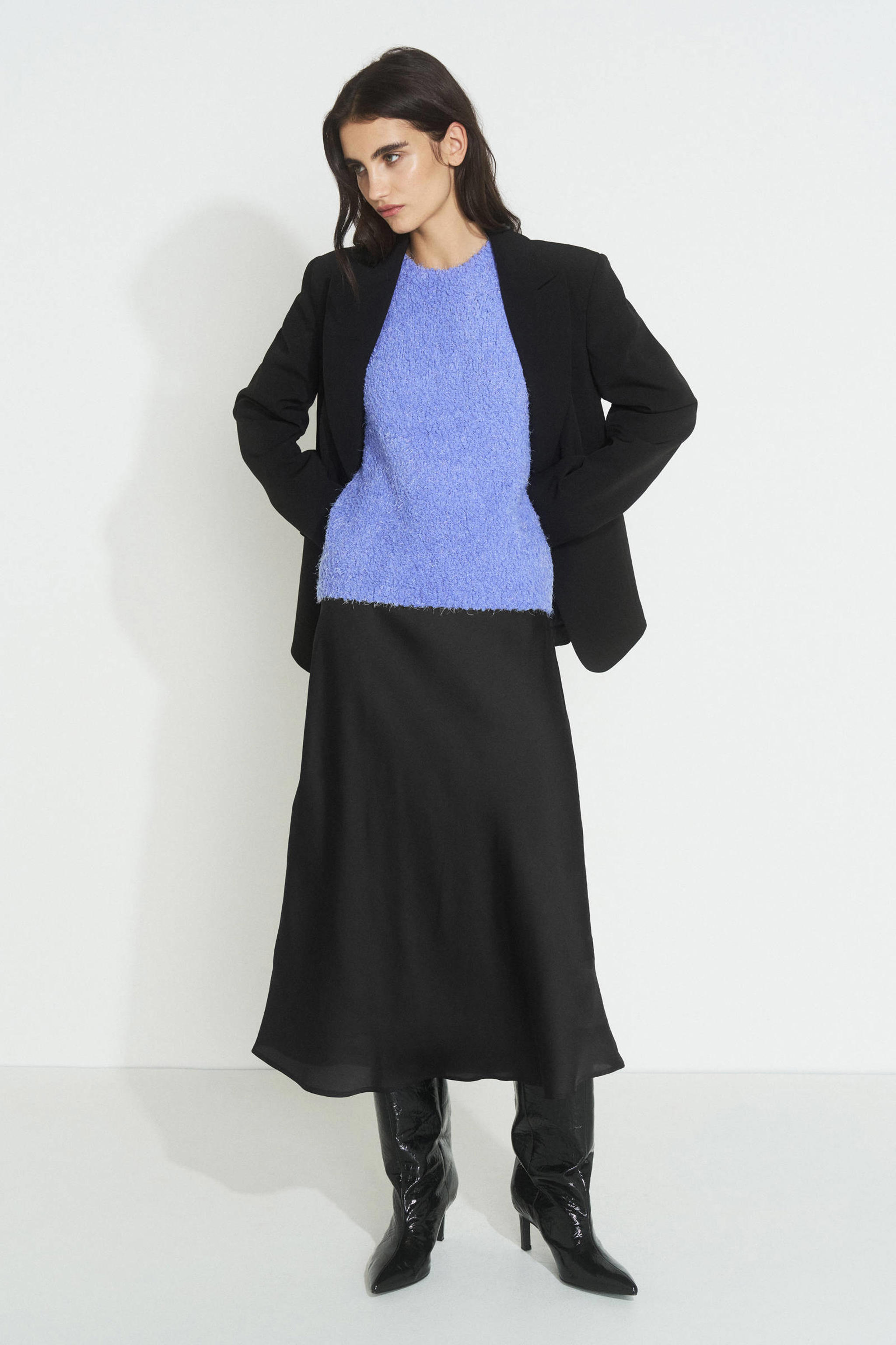 Ruby gebreide spencer met textuur lichtblauw | wehkamp