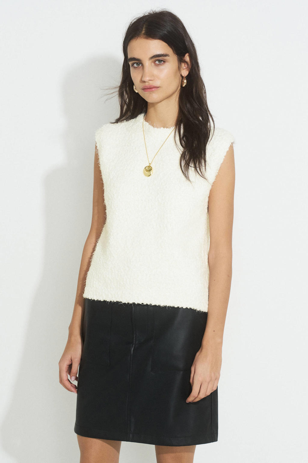 Ruby gebreide spencer met textuur off-white | wehkamp